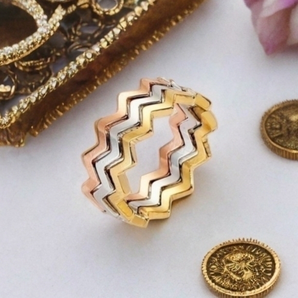 Anthropologie | Jewelry | Anthropologie Triple Stack Tricolor Pinky ...
